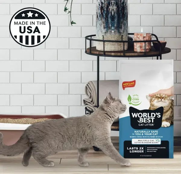 החול הטוב בעולם מתגבש לחתולים בניחוח לוטוס WORLD'S BEST Multiple Cat ...