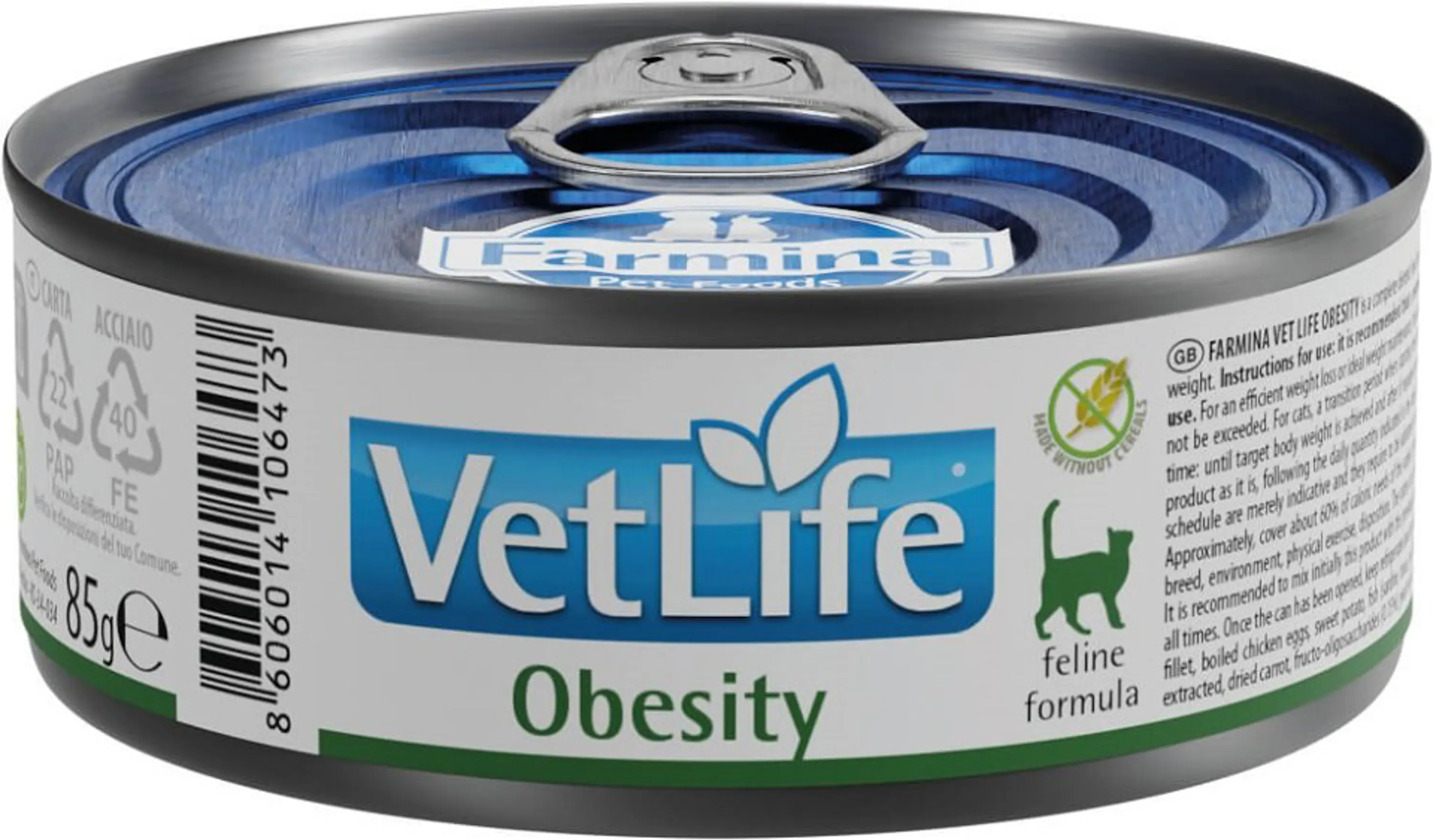 וט לייף שימור לחתול אוביסיטי Farmina Vet Life Obesity Formula cat Wet ...
