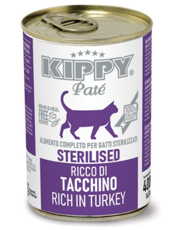 מעדן לחתולים מסורסים/מעוקרות בטעם הודו KIPPI Patè rich in Turkey for ...